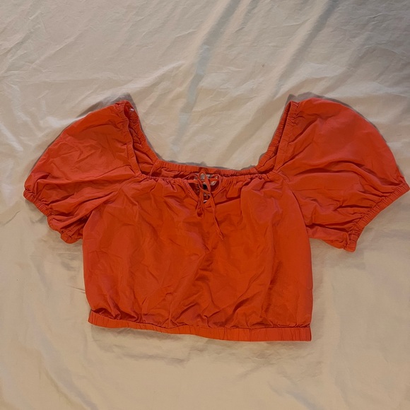 Universal Thread | Tops | Universal Thread Orange Crop Top Poofy Arms | Poshmark